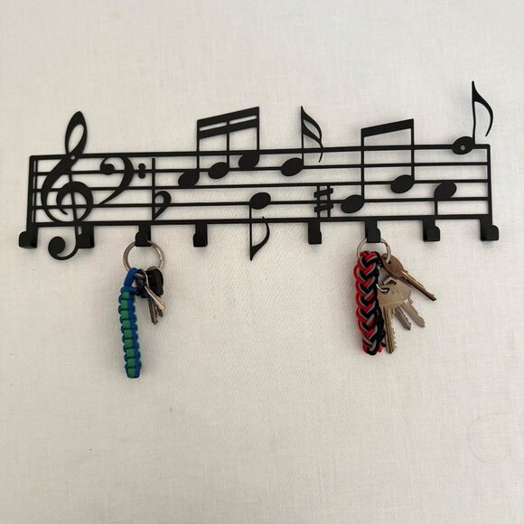 Wall Decor | Decorative Music Note Key Holder Metal Wall Mount Hook ...